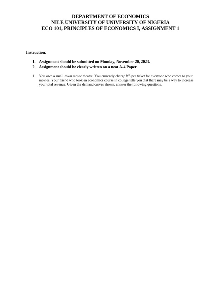 ECO 101, ASSIGNMENT 1 | PDF | Demand | Price Elasticity Of Demand