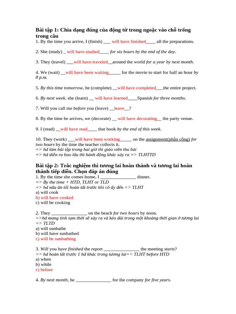 Phân biệt tương lai HT và tương lai HTTD complete | PDF | Vietnam | Southeast Asia