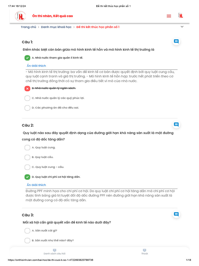 Đề thi kết thúc học phần số 1 vi mô tthcm | PDF