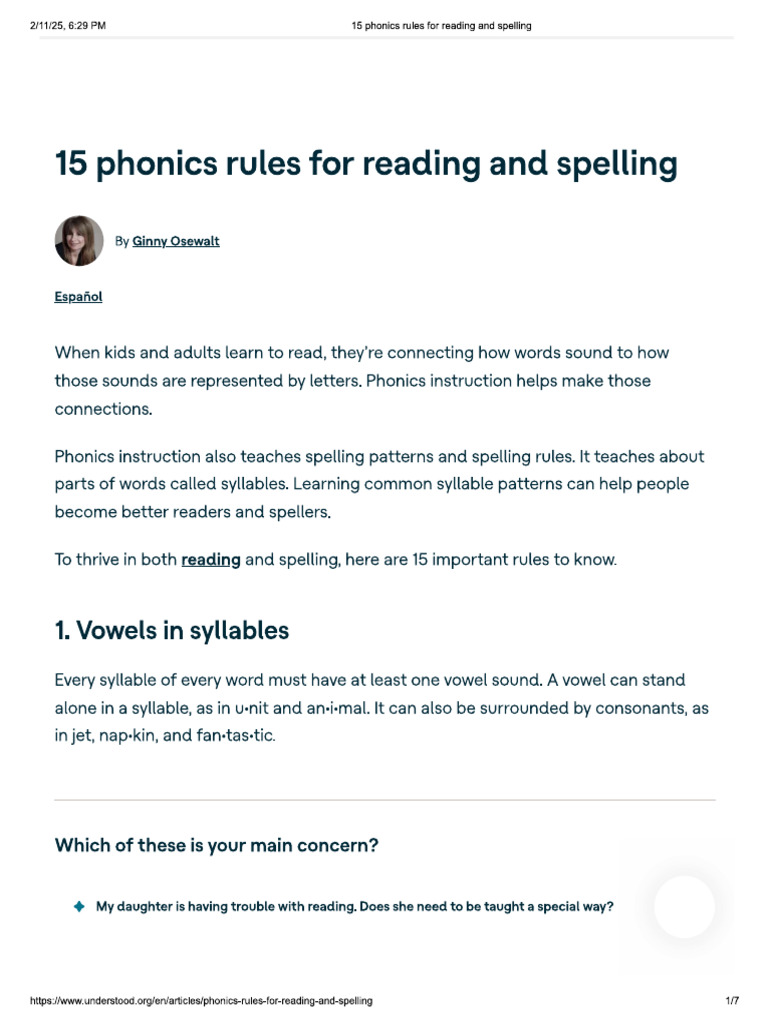 15 Phonic Sound Rule | PDF