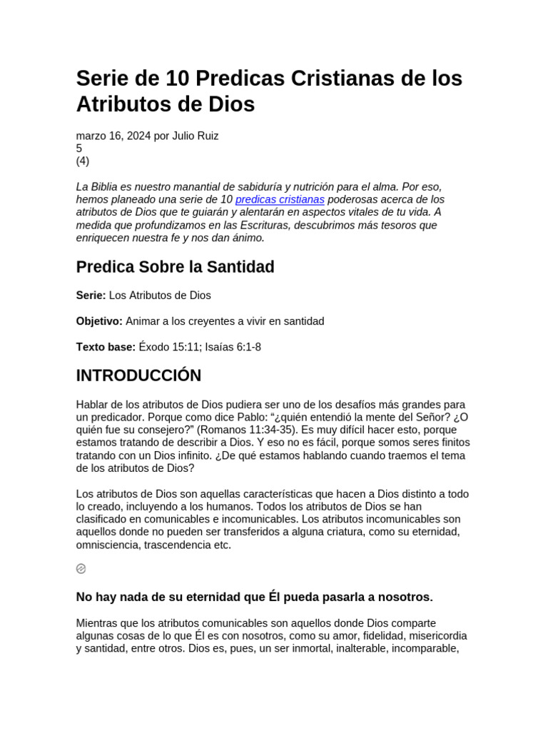 Serie de 10 Predicas Los 3 Atributos de Dios | PDF | Cristo (título) | Rut (figura bíblica)