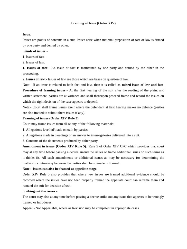 First Hearing and Issue Framing in CPC | PDF | Lawsuit | Pleading
