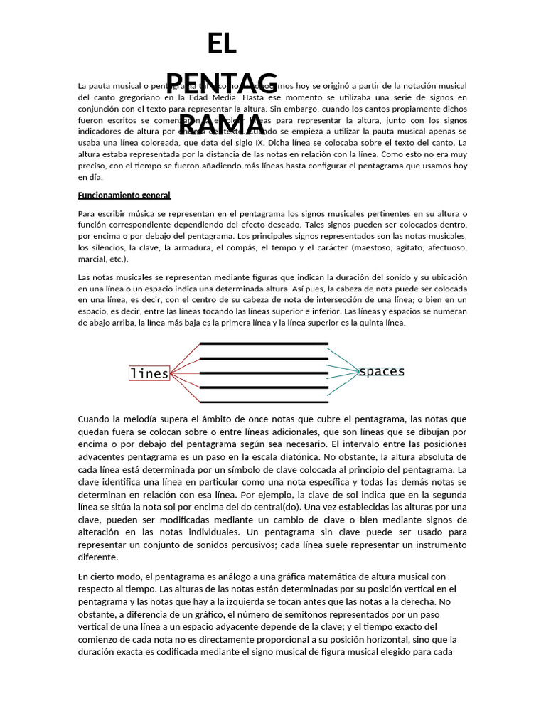PENTAGRAMA | PDF | Elementos de la música | Notación