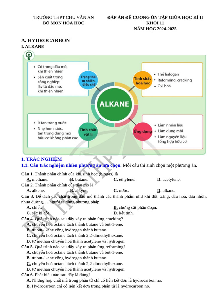 Hóa 11 Không Chuyên - Đề Cương GK2 - GV | PDF