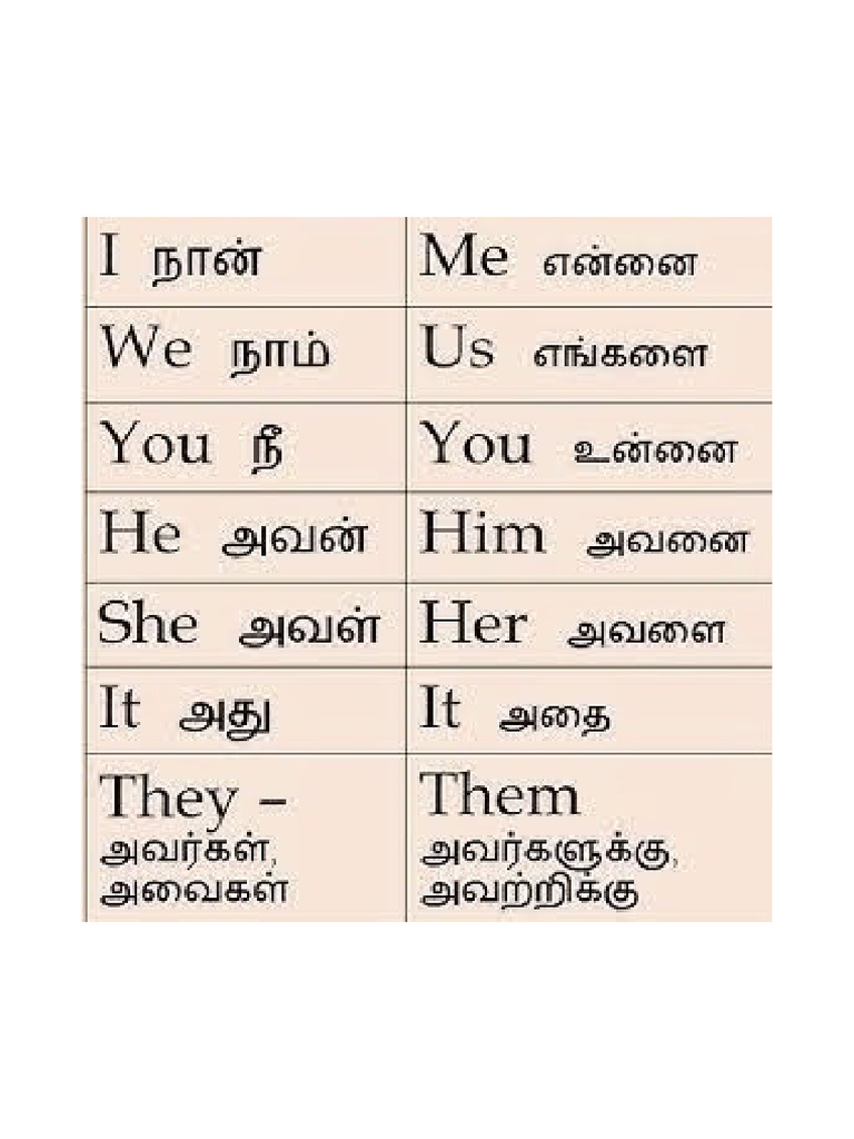 Tamil Basic Words | PDF