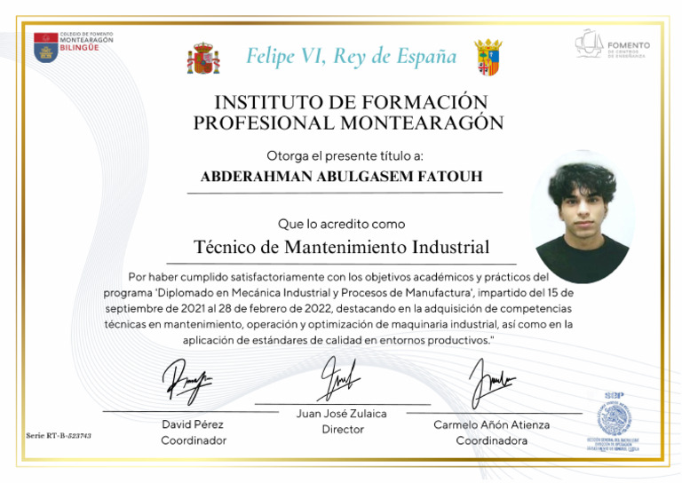 Titulo Tecnico de Mantenimiento Industrial | PDF