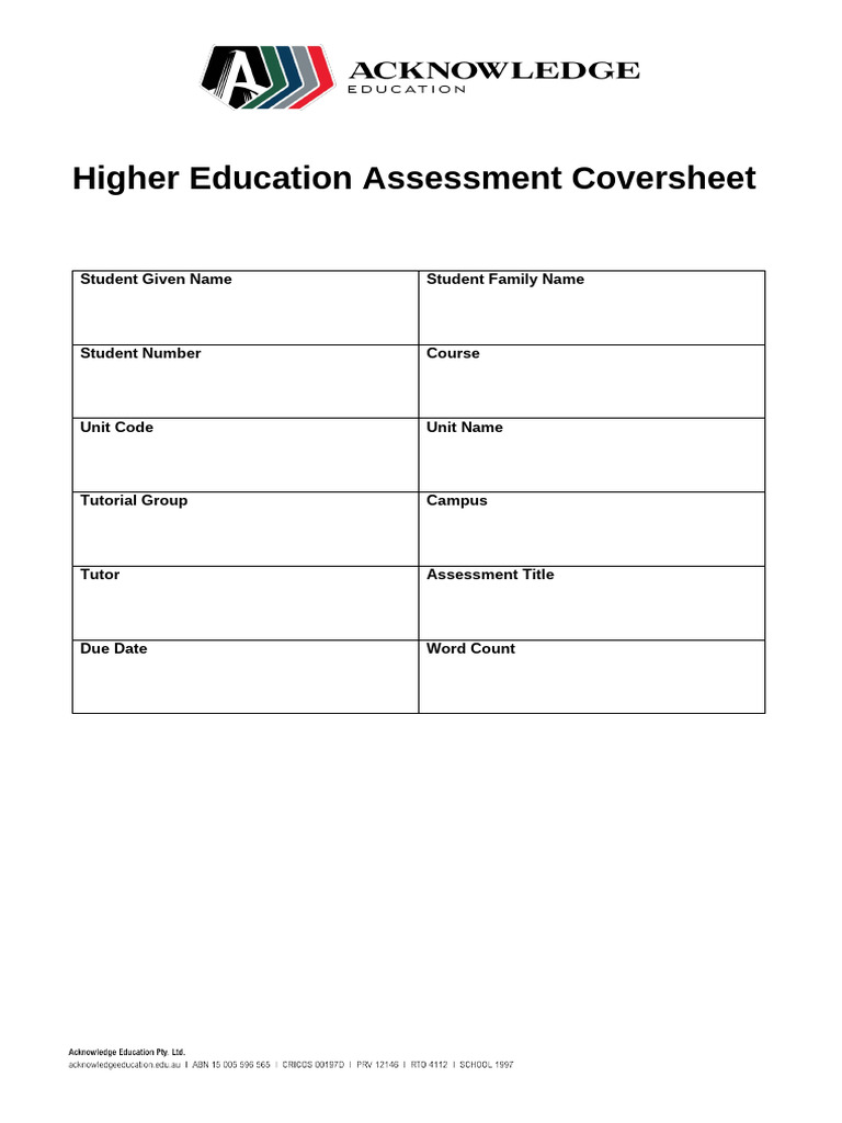 AE Assessment Coversheet-1 | PDF