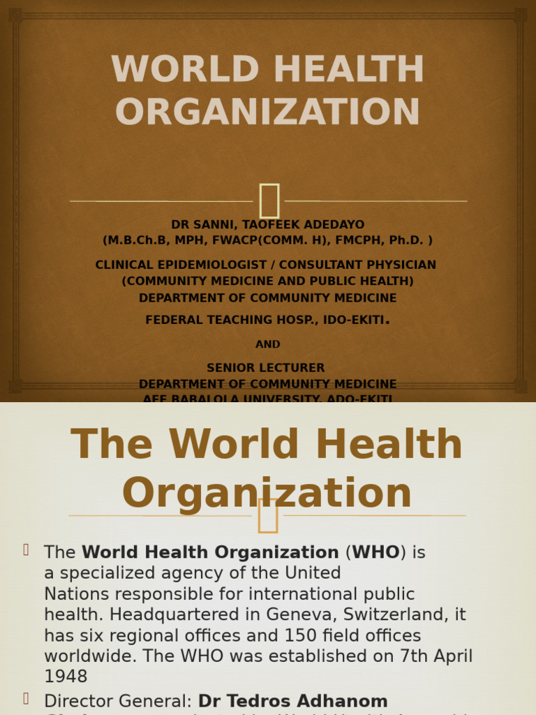 Overview of the World Health Organization | PDF | World Health ...