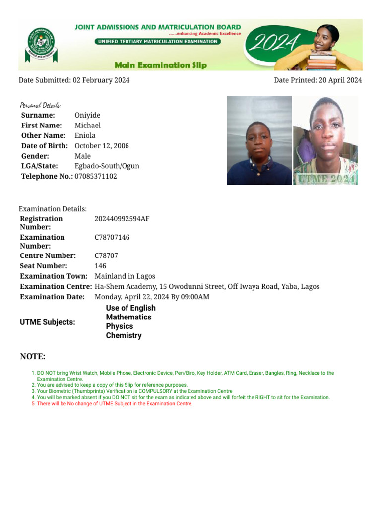 Jamb Reprinting | PDF