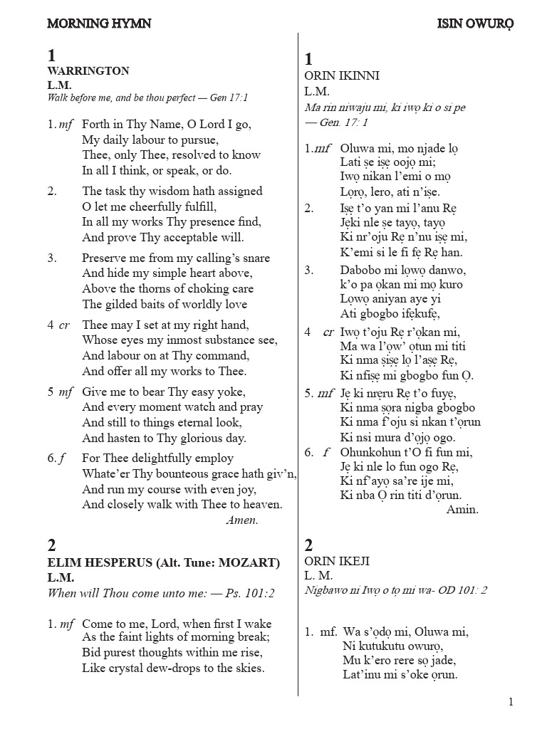 Morning Hymns for Daily Worship | PDF | Religious Belief And Doctrine