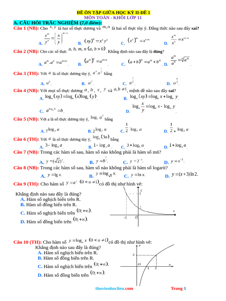 Bo de Kiem Tra Giua HK2 Toan 11 KNTT | PDF
