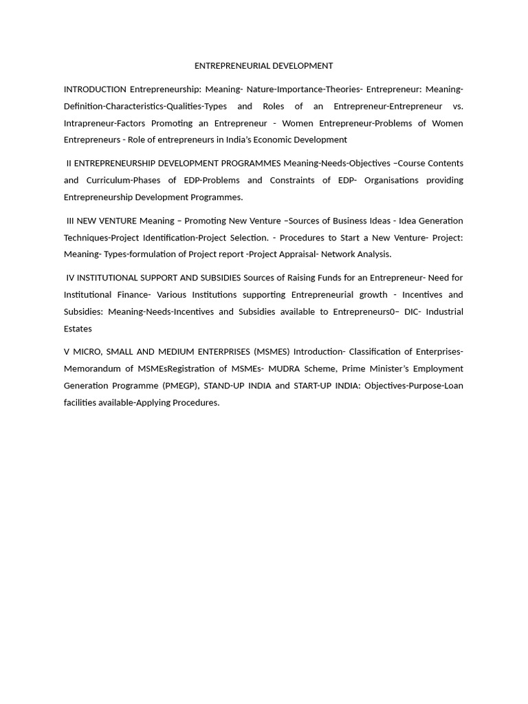 Entrepreneurial Development | PDF