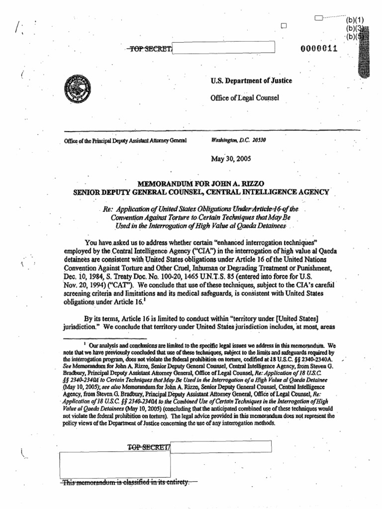 CIA Torture Program (Memo Bradbury 2005) | PDF | Enhanced Interrogation ...