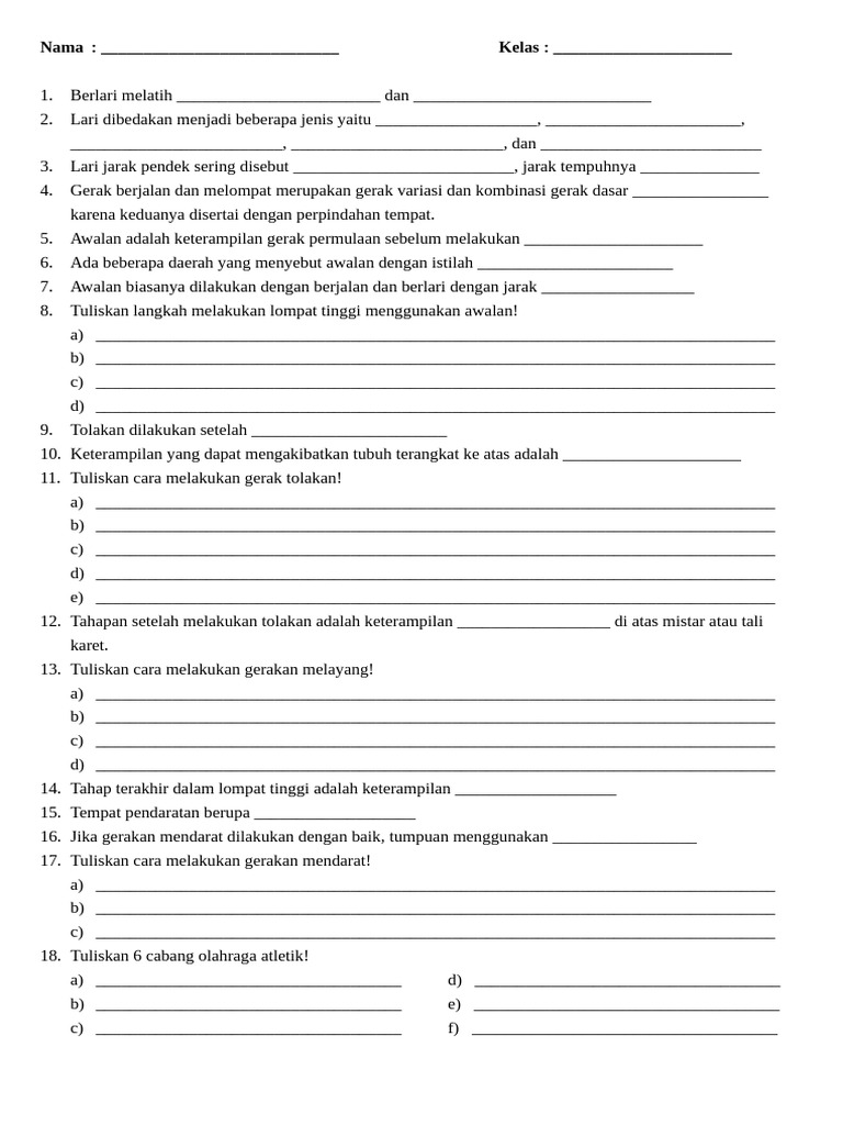 PH PJOK Kelas 4 - Atletik (Alvaro) | PDF