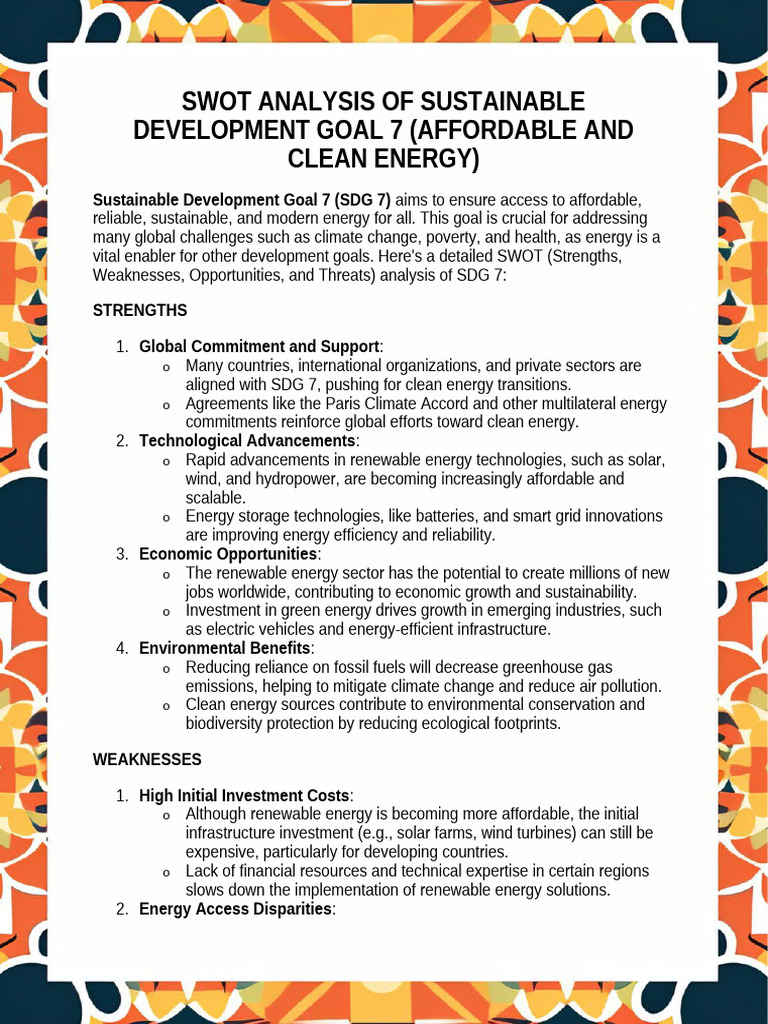 SWOT Analysis of Sustainable Development Goal 7 (1) | PDF | Sustainable ...