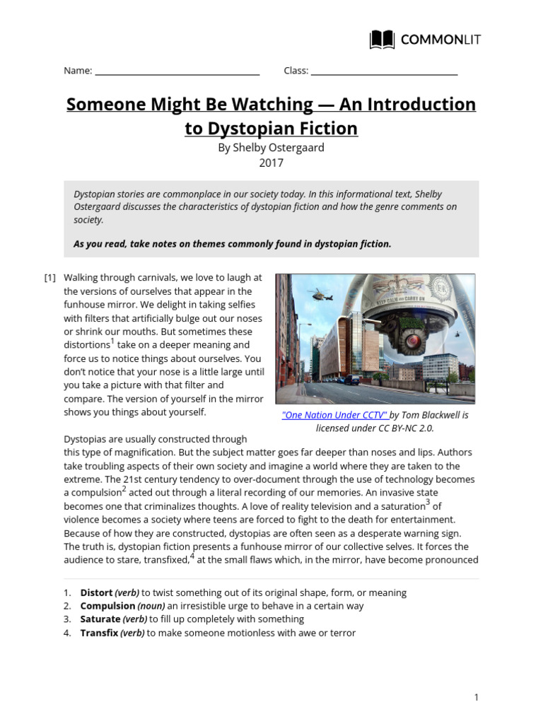 CommonLit - Someone Might Be Watching - Textonly | PDF | Dystopia ...