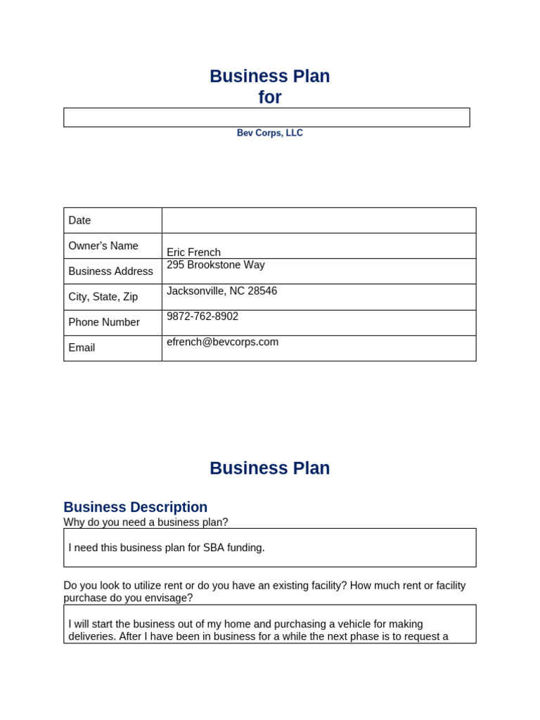 Business Plan Questionnaire For Client New | PDF | Expense | Prices