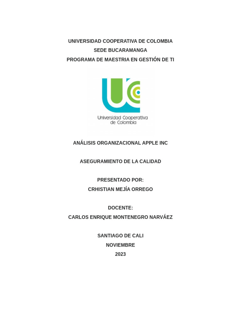 Documento de Análisis Organizacional | PDF | Apple Inc. | Calidad (comercial)