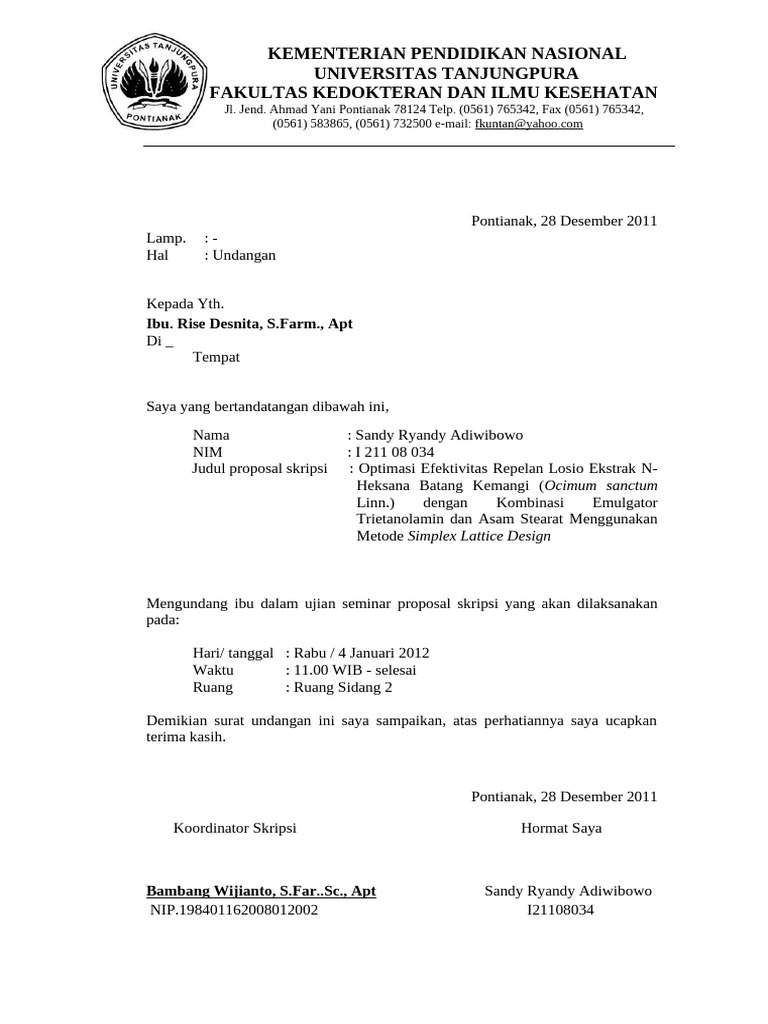 Undangan Seminar Proposal-fix | PDF