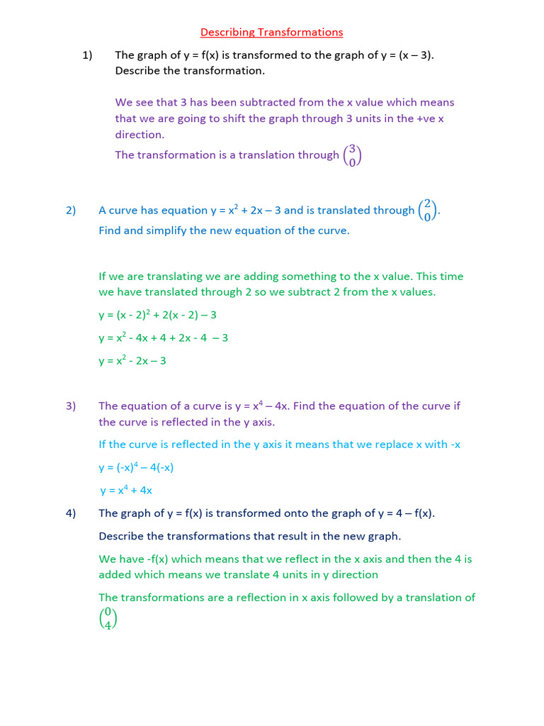 Describing Transformations | PDF | Cartesian Coordinate System ...