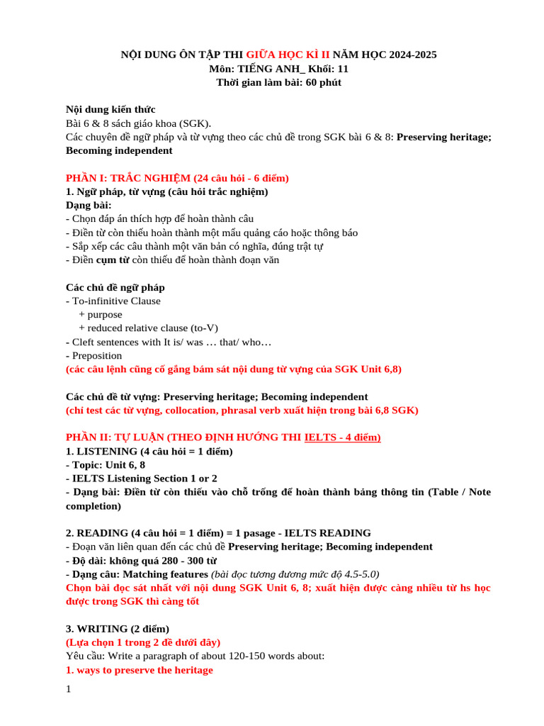 10. K11 TIẾNG ANH MATRAN DE THI GIỮA KY II 2024 2025 | PDF