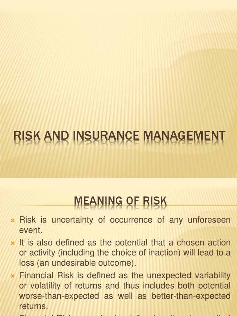 Risk and Insurance Management | PDF | Financial Risk | Risk