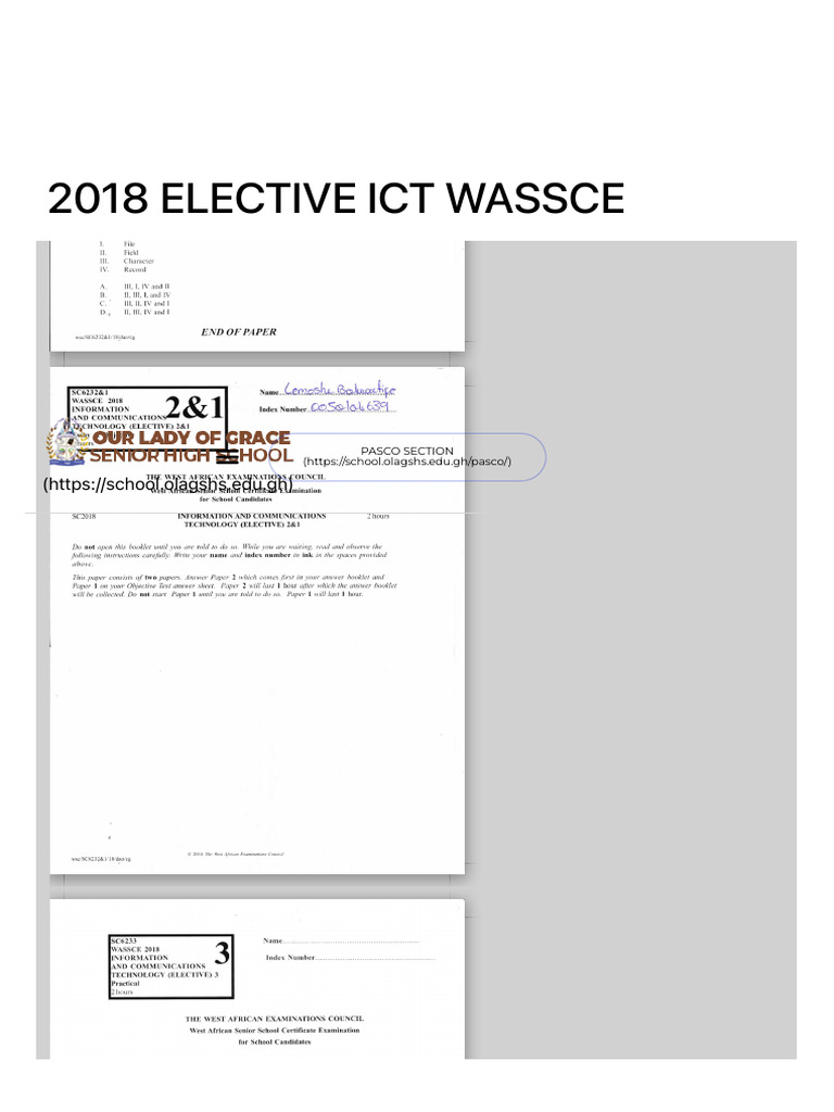 2018 Elective Ict Wassce E-School | PDF | Compact Disc | Storage Media