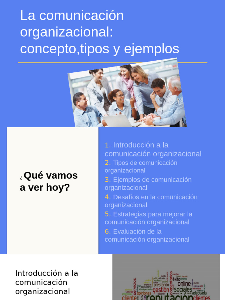 Slide La Comunicaci n Organizacional Concepto Tipos y Ejemplos | PDF | Comunicación ...