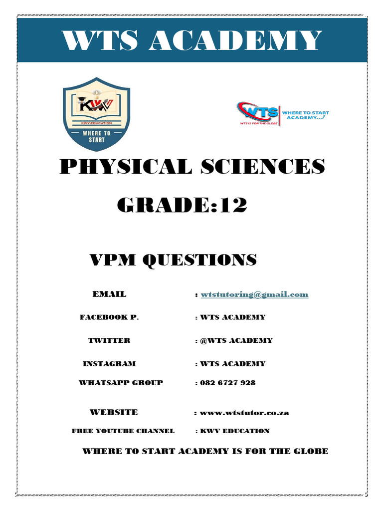 Grade 12 Physical Sciences VPM Questions | PDF