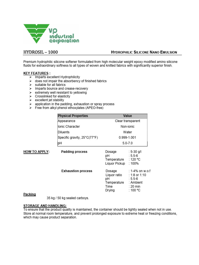 TDS Hydrosil-1000 | PDF