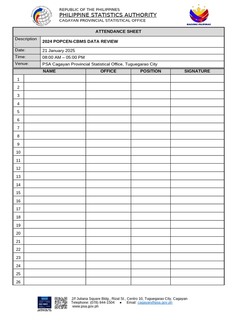 2024 Attendance Sheet UPDATED | PDF | Nation | Government
