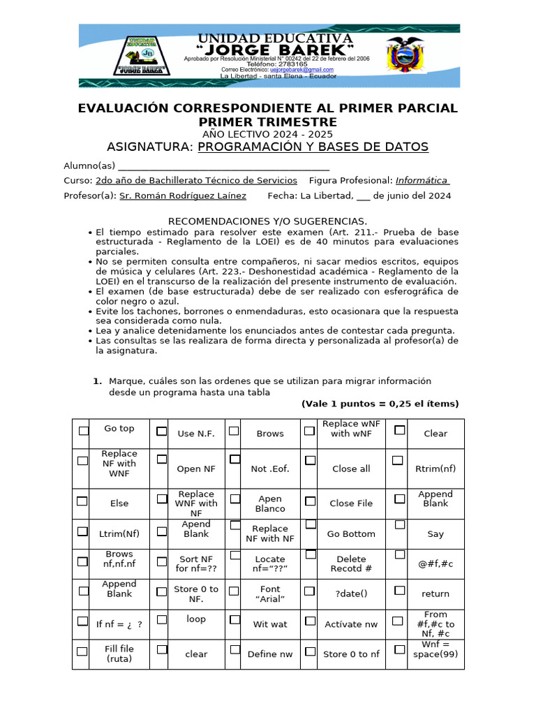 Evaluacion 1P1T PRG 2BT 2024 Recuperacion | PDF