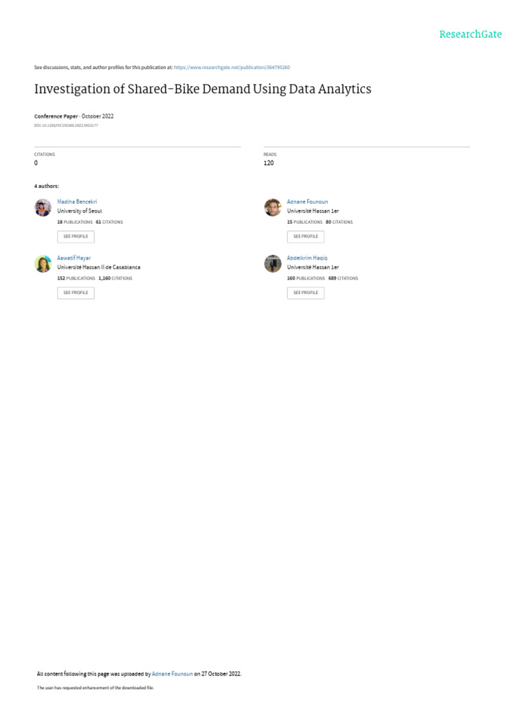 Investigation of Shared-Bike Demand Using Data Analytics | PDF ...