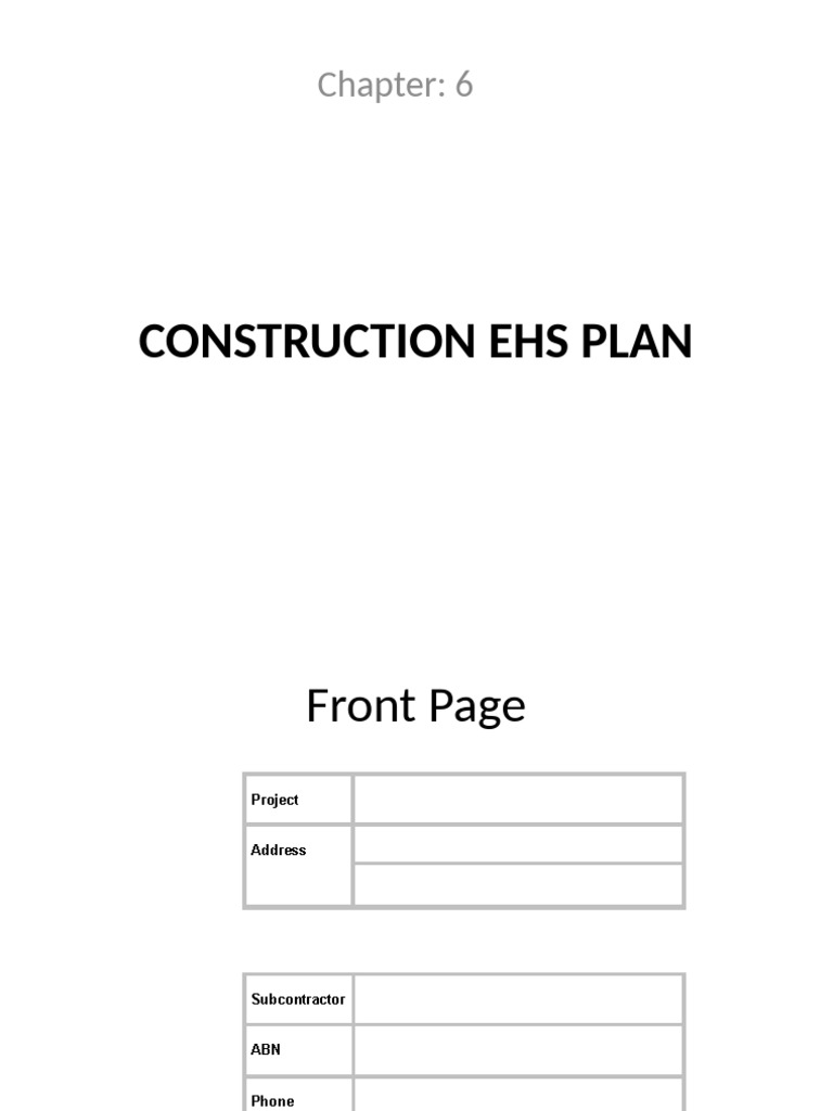 Construction Ehs Plan | PDF | Safety | Occupational Safety And Health