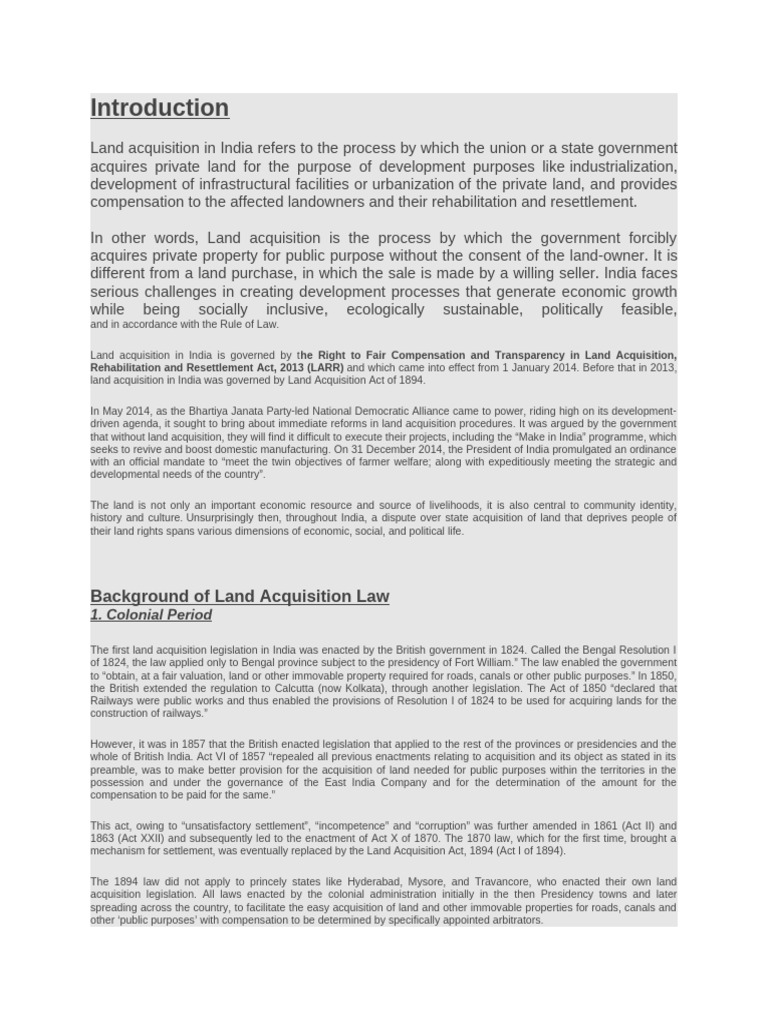 Land Acquisition Act Legal Bites | PDF | Eminent Domain | Government