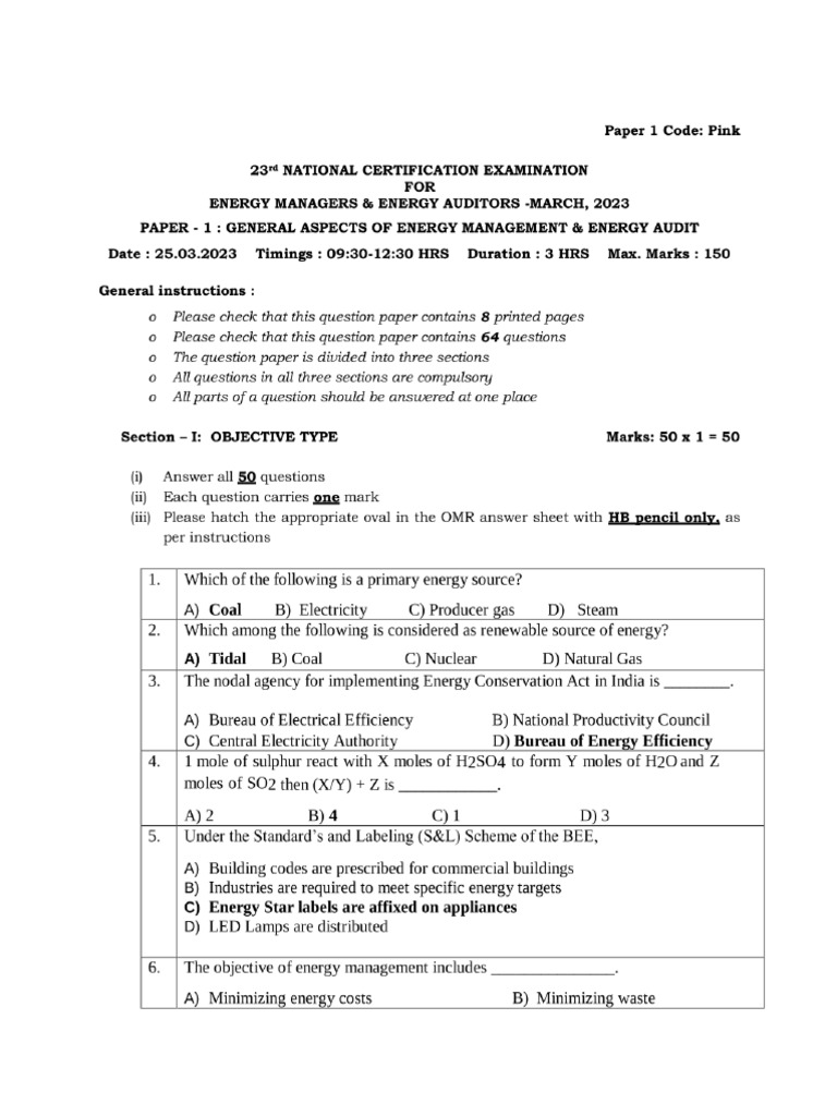 23rd NCE March 2023 Paper 123 4 Question Paper With Solutions | PDF ...