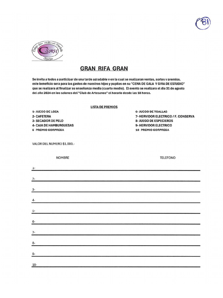 Rifas 2024 Simon Cea | PDF