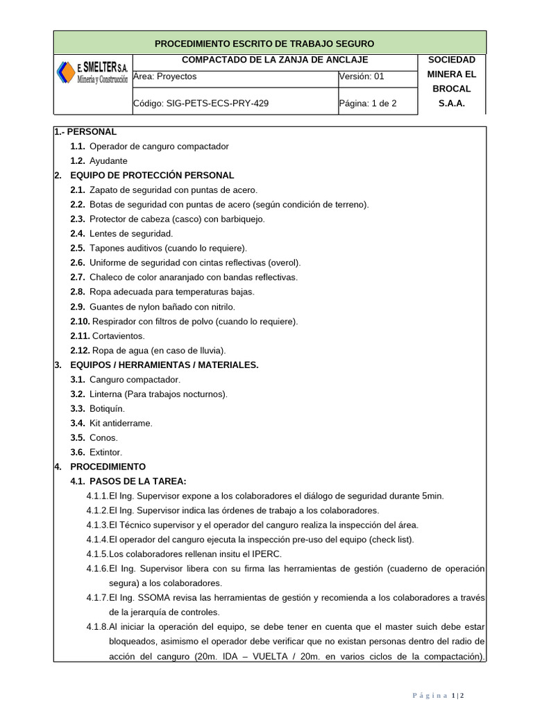 Sig-Pets-Ecs-Pry-429-Compactado de La Zanja de Anclaje | PDF