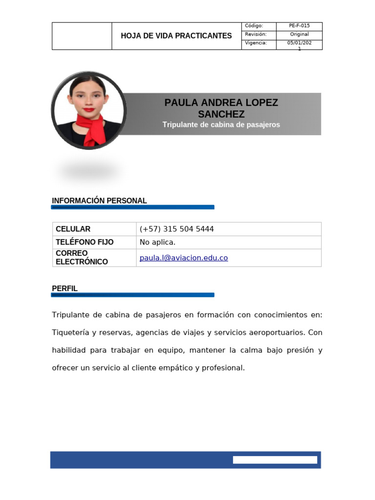 Hoja de Vida Paula Andrea Lopez Sanchez | PDF | Microsoft | Informática