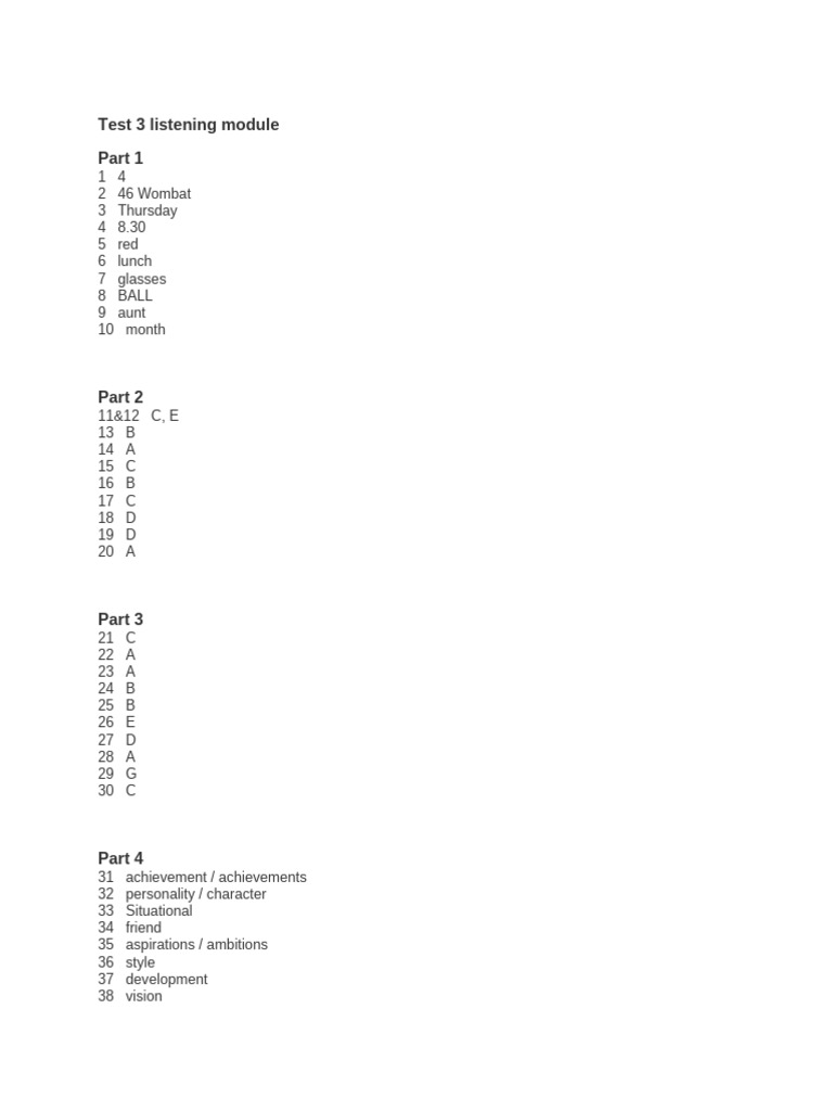 Cambridge IELTS 10 Listening Test 1 Answers | PDF