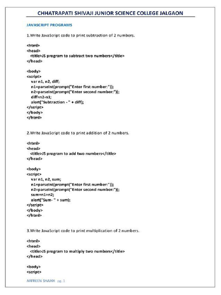 Javascript Programs | PDF