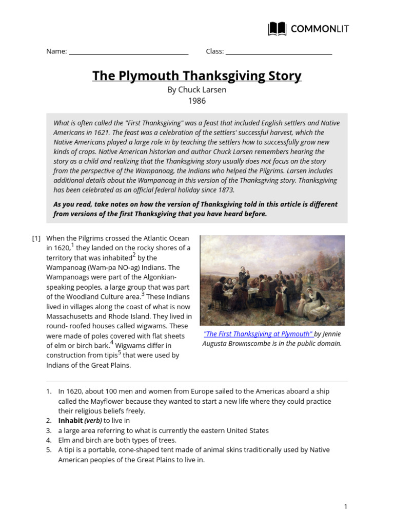 The Plymouth Thanksgiving Perspective | PDF | Plymouth Colony ...