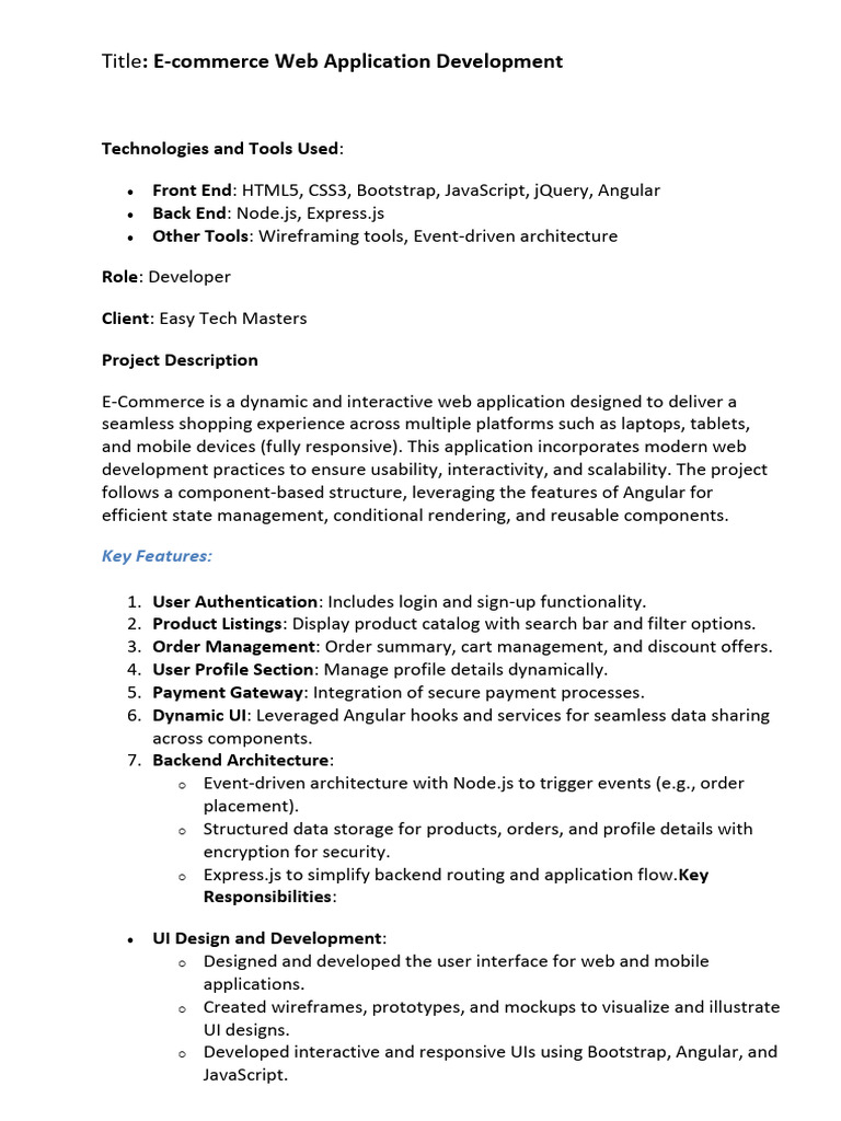 E-Commerce_descripton | PDF | User Interface | Databases