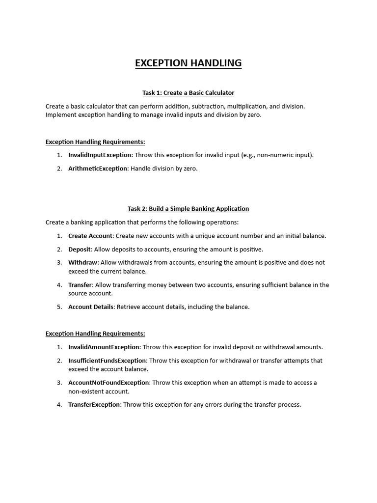 JAVA TASK (Exception Handling) | PDF | Computer Science | Software Engineering