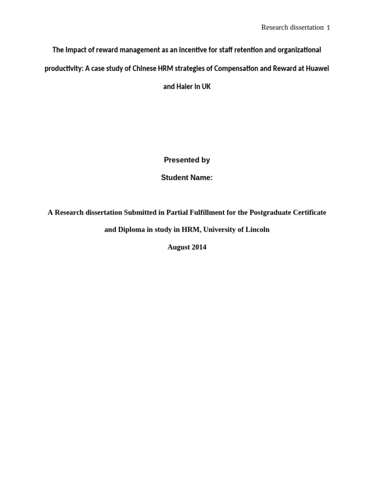 Dissertation | PDF | Employee Retention | Incentive