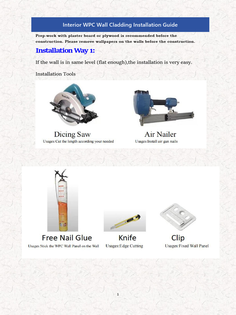 Interior WPC Wall Cladding Installation Guide | PDF