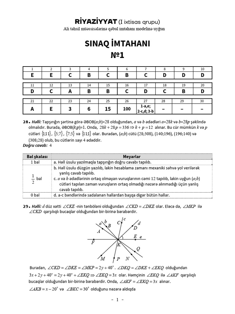 Riyaziyyat_Qrup_1_AZ_sinaq_1 | PDF