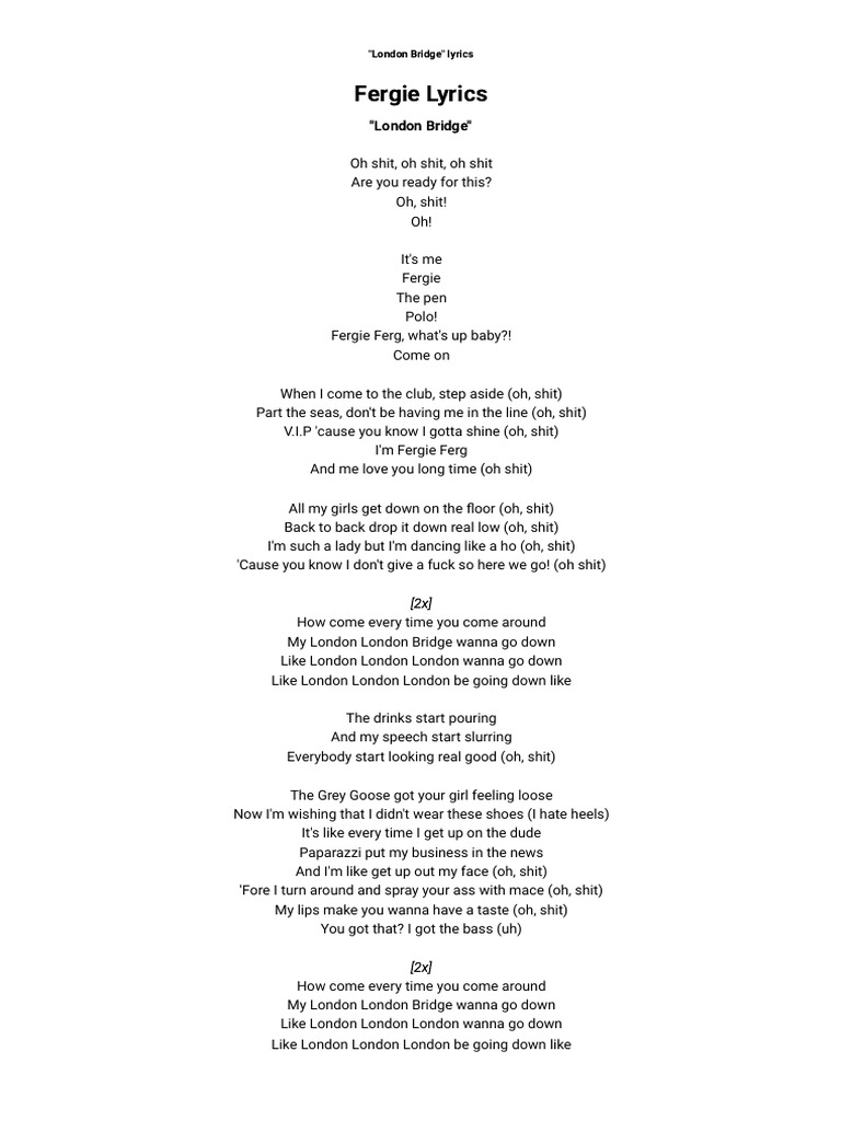 Fergie - London Bridge Lyrics | PDF