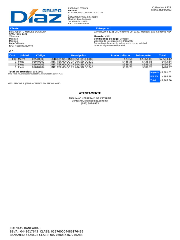 Cotizacion 778 | PDF