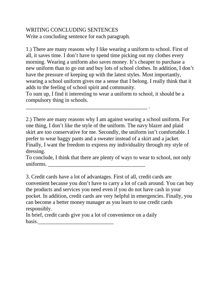 WRITING A CONCLUDING SENTENCE-E-learning | PDF
